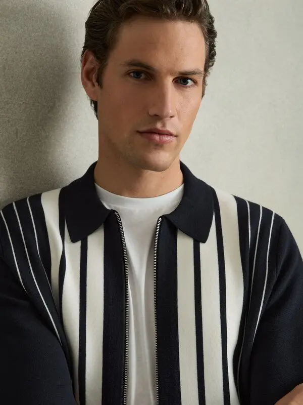 REISS Ambient Striped Knitted Jacket