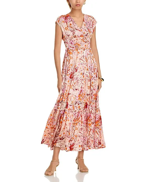 Gracia Floral V-neck Maxi Dress - Orange