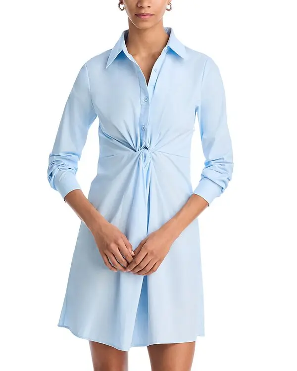 Gracia Twist Knot Cotton Dress - Blue