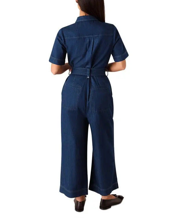 Whistles Petites Belted Jumpsuit - Denim