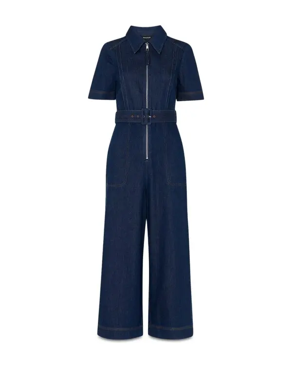 Whistles Petites Belted Jumpsuit - Denim