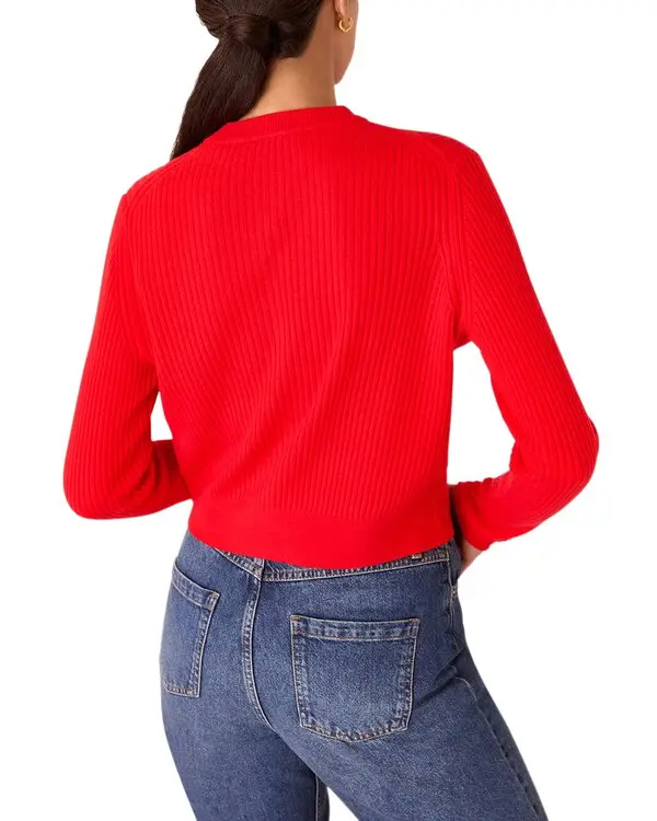 Whistles Jasmine Ribbed Cardigan By - Red