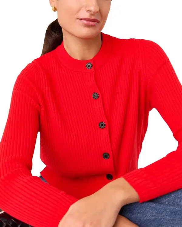 Whistles Jasmine Ribbed Cardigan By - Red