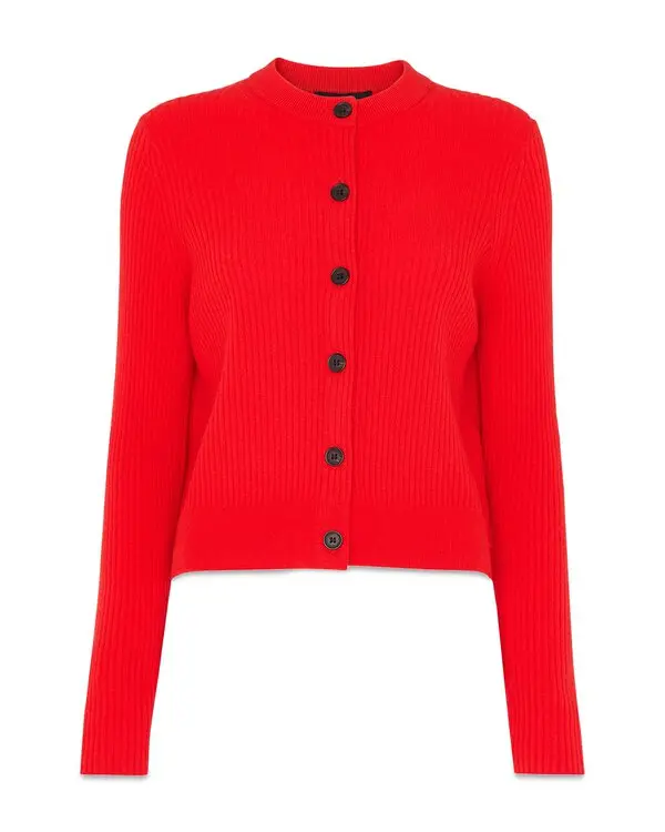 Whistles Jasmine Ribbed Cardigan By - Red