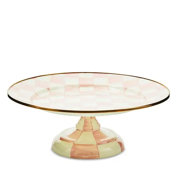 MACKENZIE-CHILDS Rosy Check Small Pedestal Platter - No Color