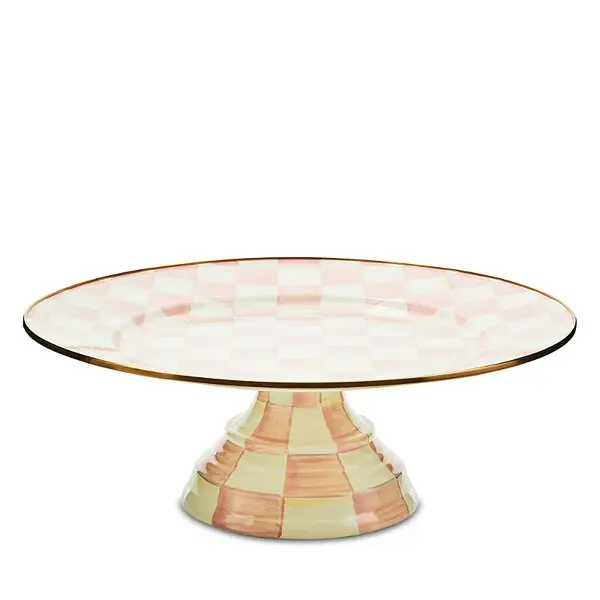 MACKENZIE-CHILDS Rosy Check Large Pedestal Platter - No Color