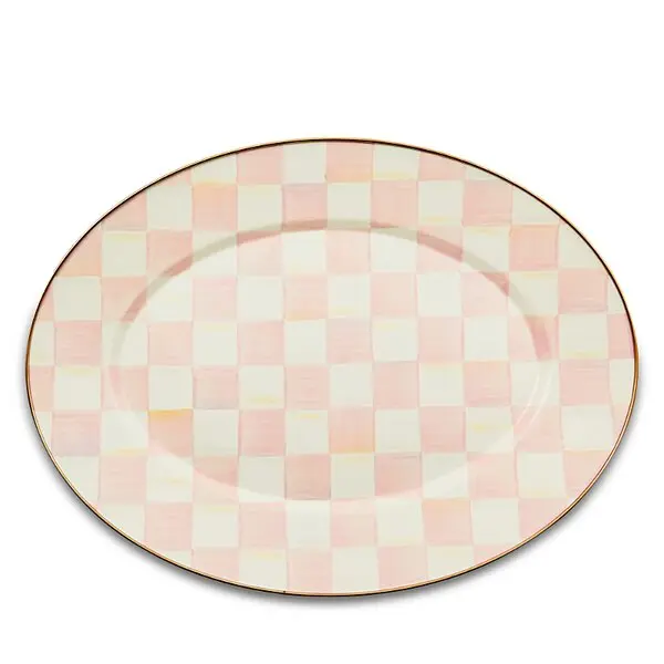 MACKENZIE-CHILDS Rosy Check Medium Oval Platter - No Color