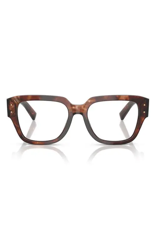 Dolce & Gabbana 54mm Square Eyeglasses - Red Havana