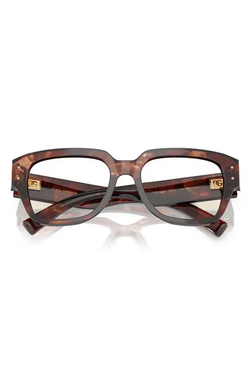Dolce & Gabbana 54mm Square Eyeglasses - Red Havana