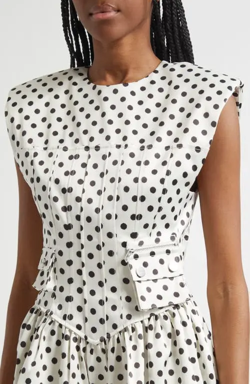 GANNI Print Dot Corset Minidress - Egret