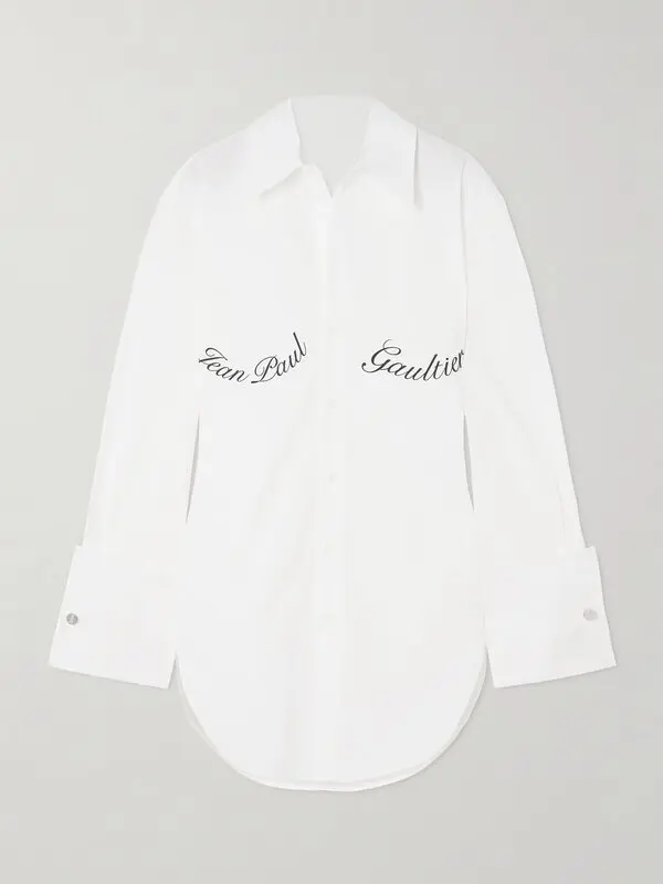 JEAN PAUL GAULTIER Printed Cotton-blend Poplin Shirt - White