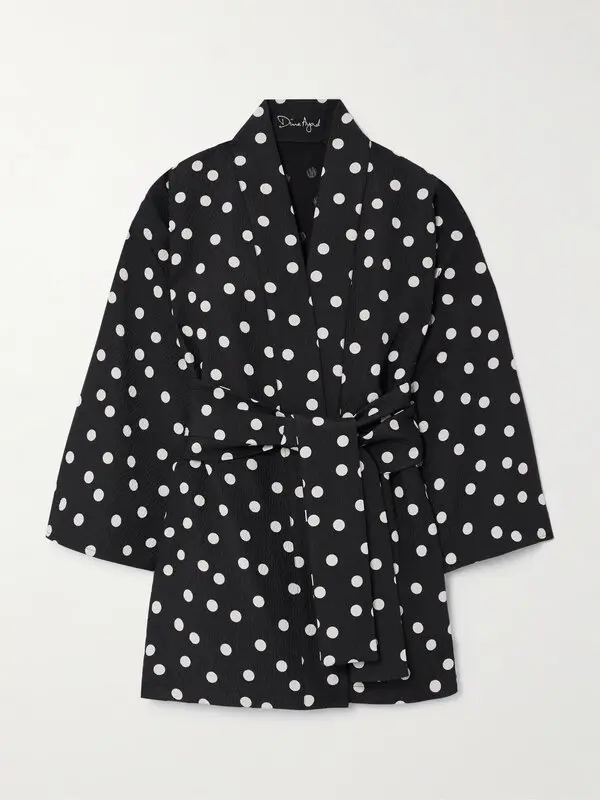 DIMA AYAD Belted Polka-dot Jacket - Black