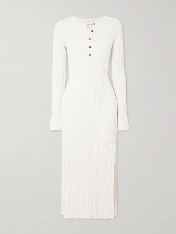 Loulou De Saison Eldara Ribbed Silk-blend Midi Dress