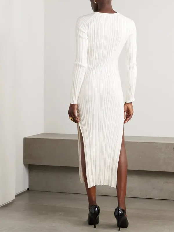 Loulou De Saison Eldara Ribbed Silk-blend Midi Dress