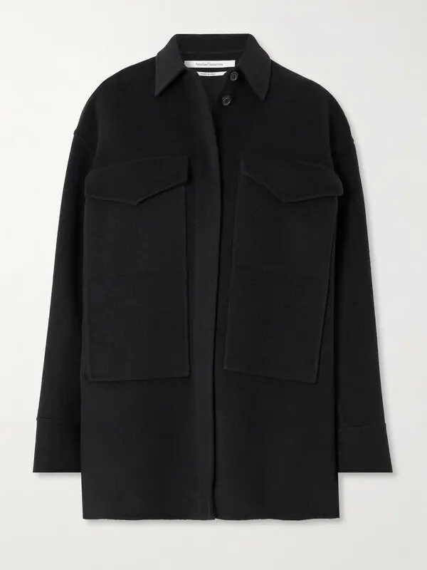 Another Tomorrow Wool Shirt Jacket - Black