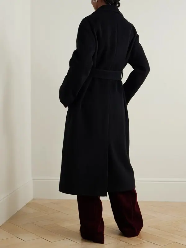 Another Tomorrow Belted Double-breasted Wool Coat