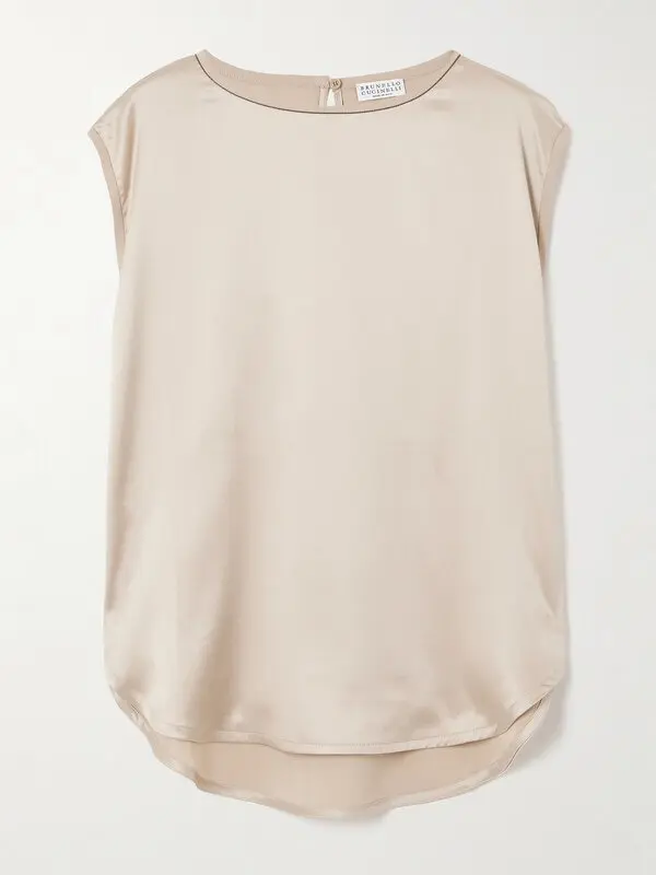 Brunello Cucinelli Bead-embellished Satin Top