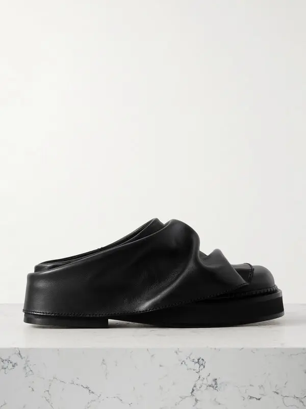 Attico Mini Robin Leather Mules - Black