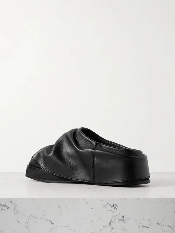 Attico Mini Robin Leather Mules - Black
