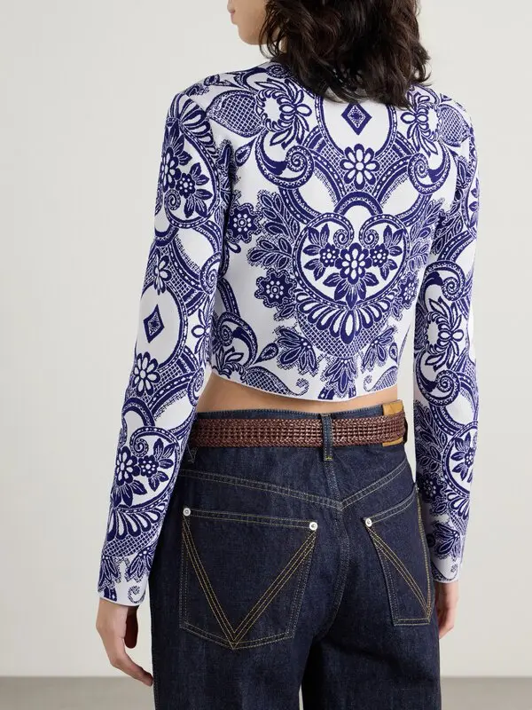 Etro Cropped Jacquard-knit Cardigan