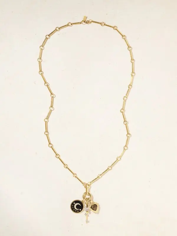 FOUNDRAE 18-karat Enamel, Diamond And Quartz Necklace - Gold