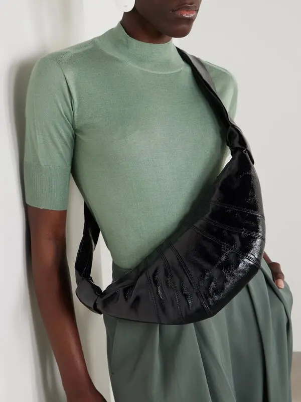 LEMAIRE Croissant Small Coated-canvas Shoulder Bag - Black