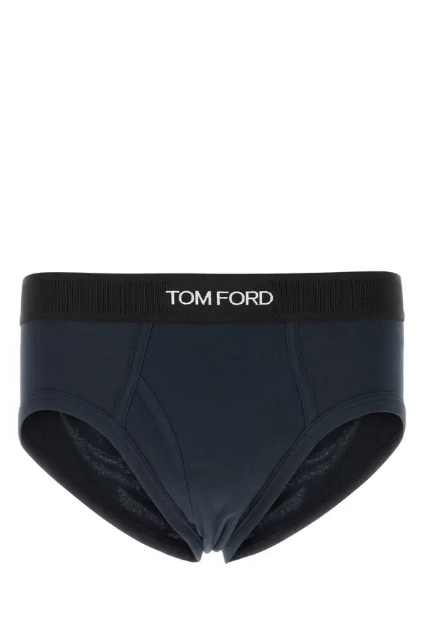 TOM FORD Navy Stretch Cotton Slip - Blue