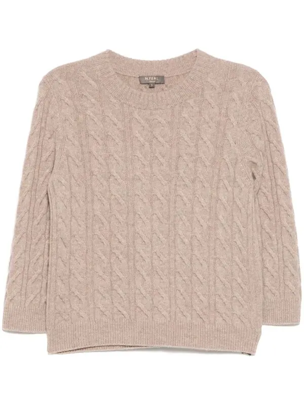 N.peal Emilia Cable Pullover - Brown
