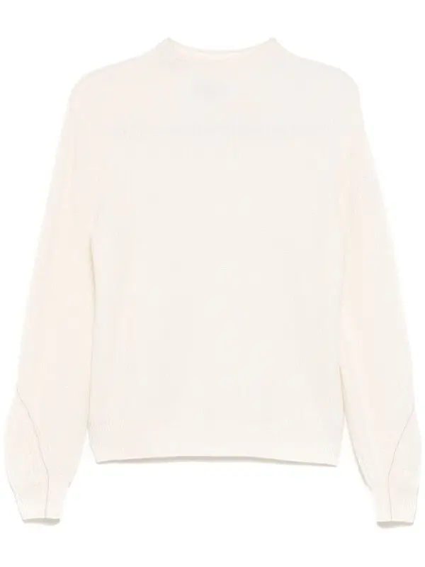 N.peal Ribbed Funnel Neck Pullover Sweater - White
