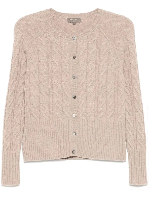 N.peal Myla Cable Knit Cardigan - Neutrals
