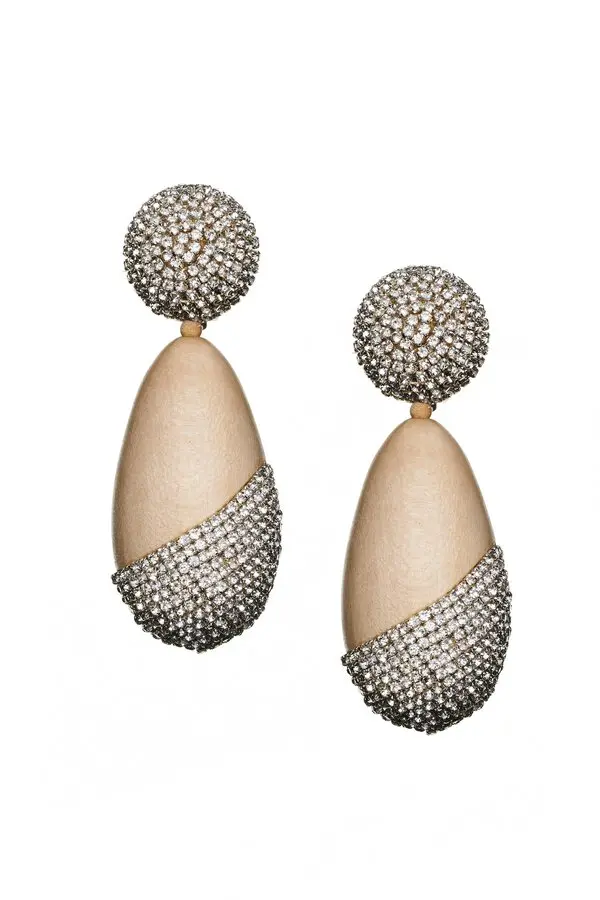 Sachin & Babi Christina Clip-on Earrings - Panto Wood/clear Crystals