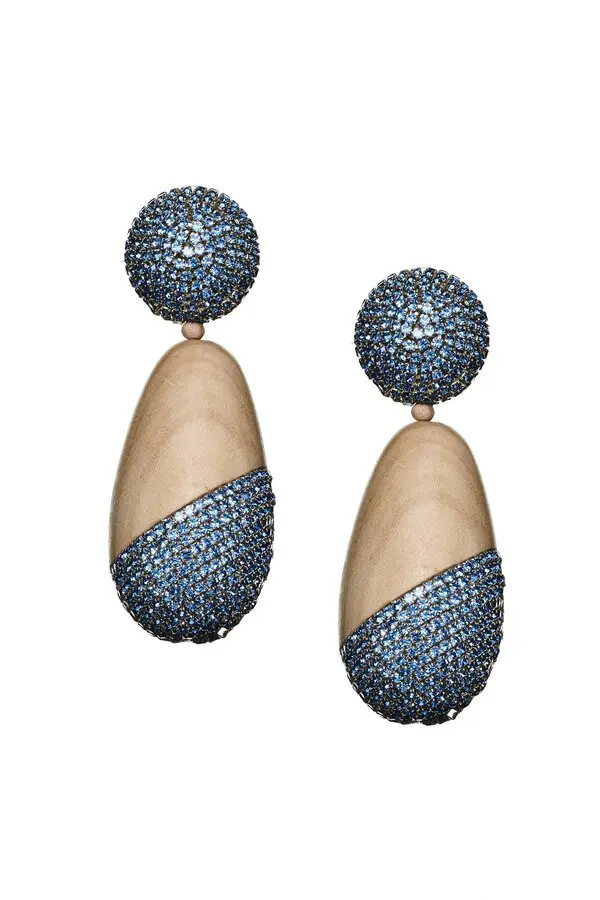 Sachin & Babi Christina Clip-on Earrings - Panto Wood/ice Blue