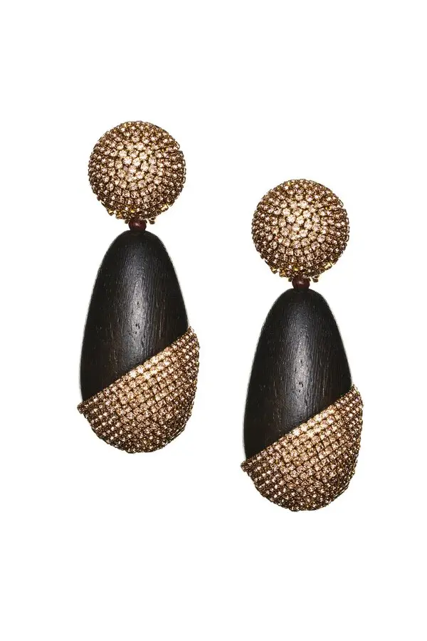 Sachin & Babi Christina Clip-on Earrings - Roble Wood/champagne