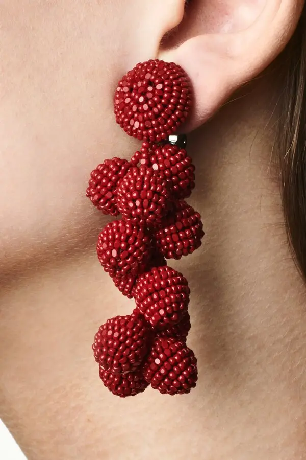 Sachin & Babi Burgundy Glass Beaded Cluster Earrings