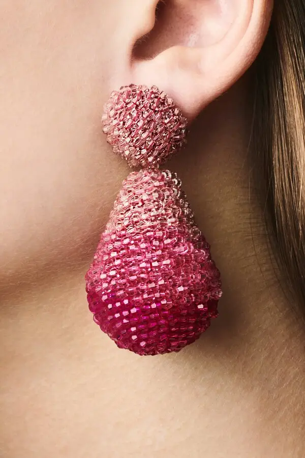 Sachin & Babi Elise Glass Bead Dangle Earrings - Raspberry