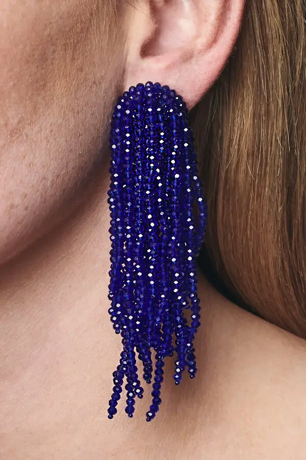 Sachin & Babi Glass Beaded Tassel Earrings - Cobalt