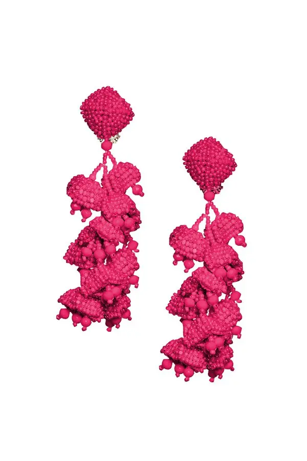 Sachin & Babi Beaded Clip-on Earrings - Fuchsia