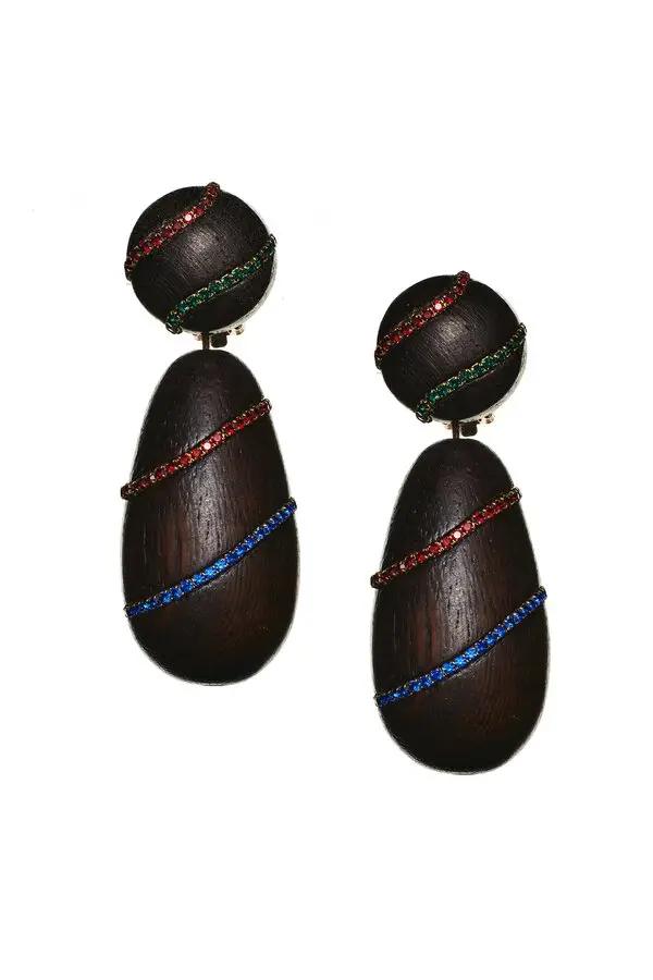 Sachin & Babi Hudson Clip-on Earrings - Roble Wood/multi