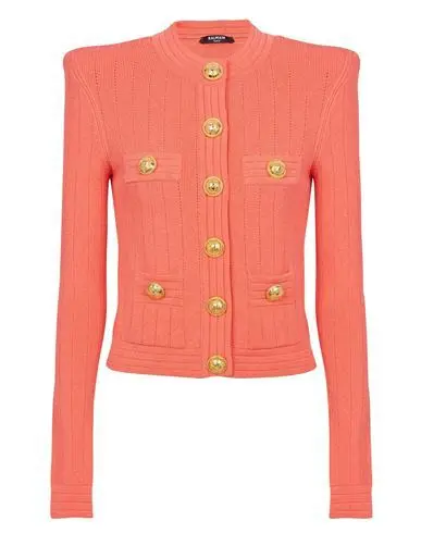 Balmain Buttoned Fine Knit Cardigan Cardigan Size Viscose, Polyester