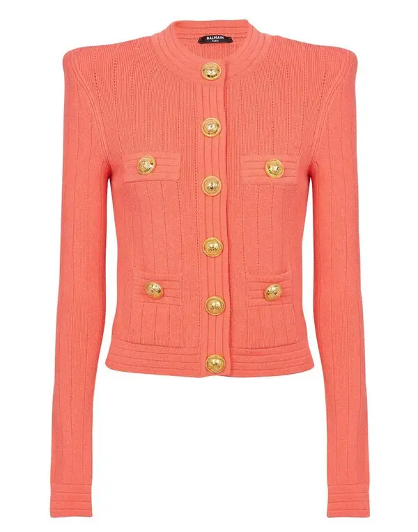 Balmain Buttoned Fine Knit Cardigan Cardigan Size Viscose, Polyester