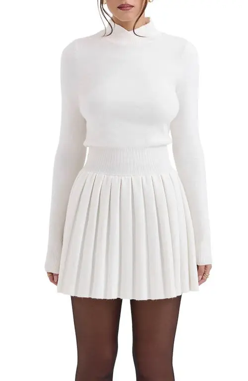 House Of Cb Willow Mock Neck Long Sleeve Mini Sweater Dress