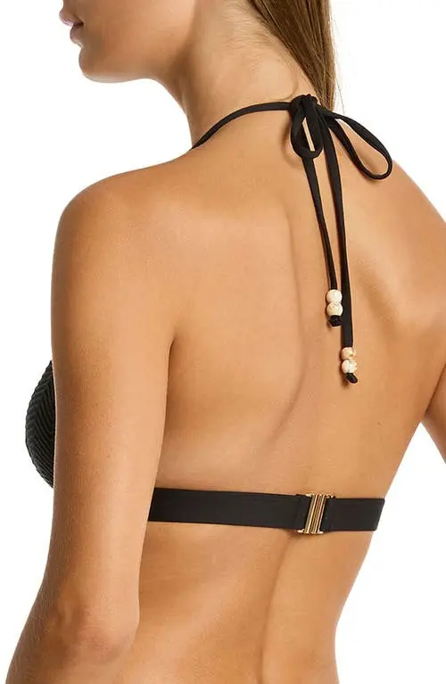 SEA LEVEL Caracus Triangle Halter Bikini Top - Black