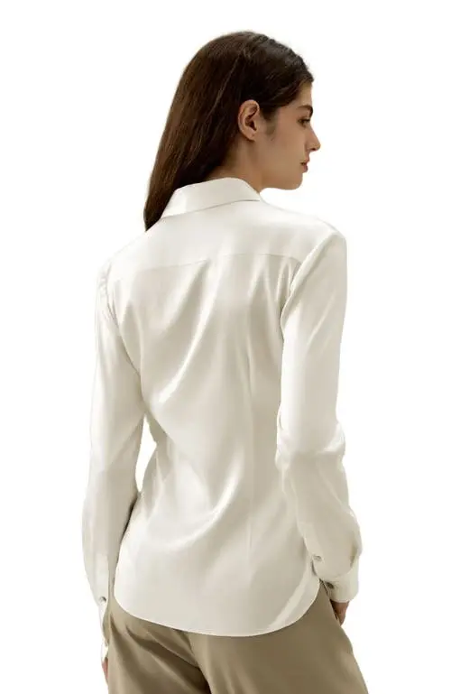 Lilysilk Stretch Silk Fitted Shirt - Natural White