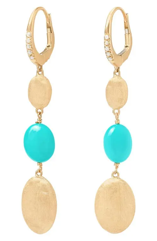 Marco Bicego Siviglia Turquoise And Diamond Drop Earrings - Gold