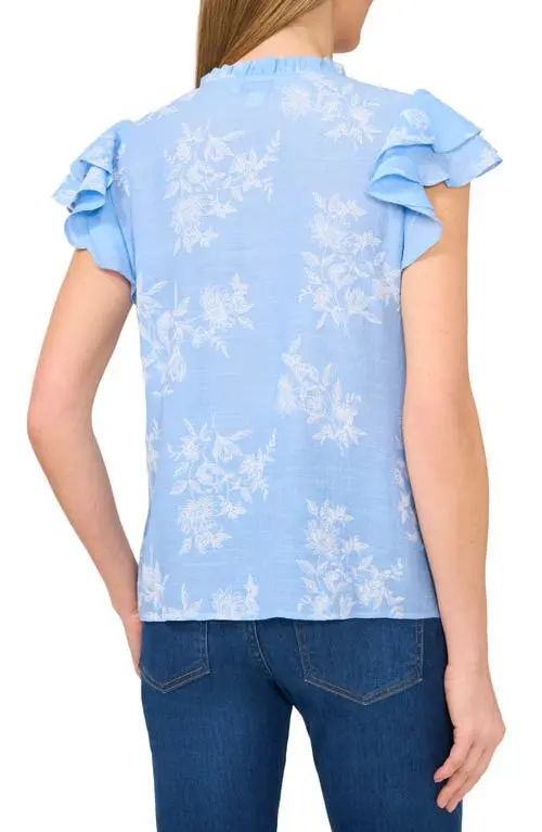 CECE DUPRAZ Tie Neck Flutter Sleeve Top