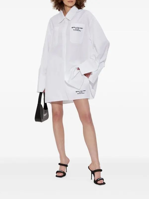 Off-White Embroidered Shirt Dress