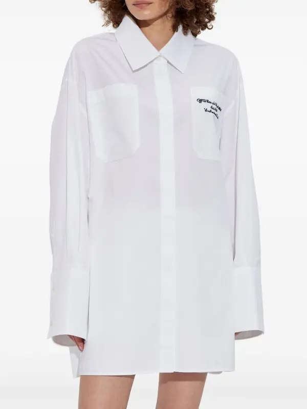 Off-White Embroidered Shirt Dress