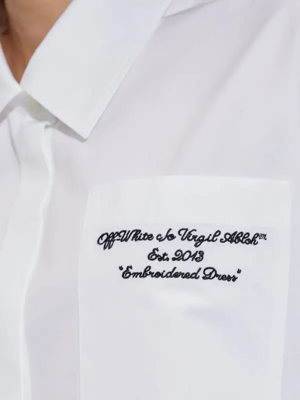 Off-White Embroidered Shirt Dress