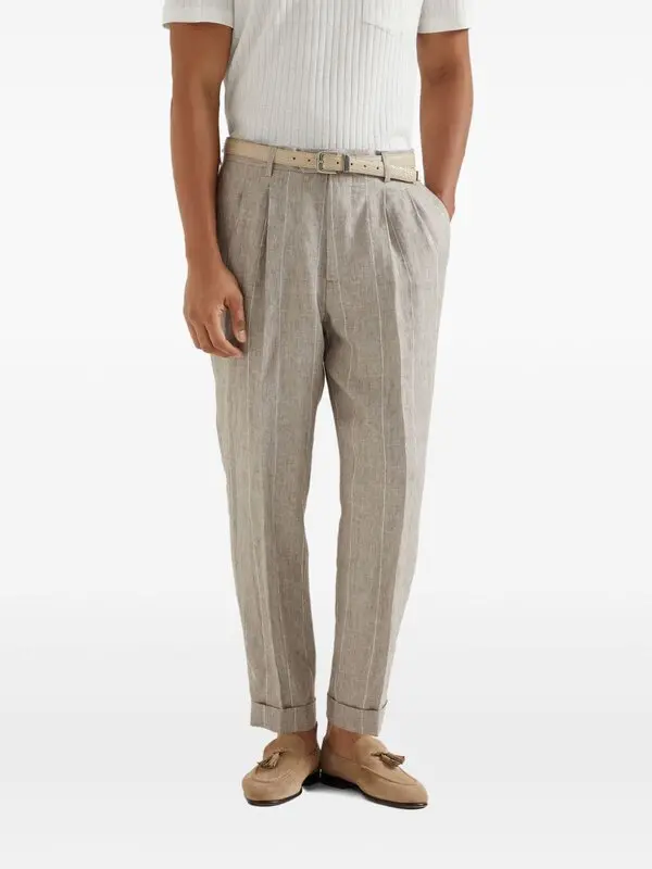 Brunello Cucinelli Striped Trousers - Neutrals