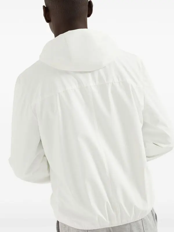 Brunello Cucinelli Logo Embroidered Waterproof Jacket - White